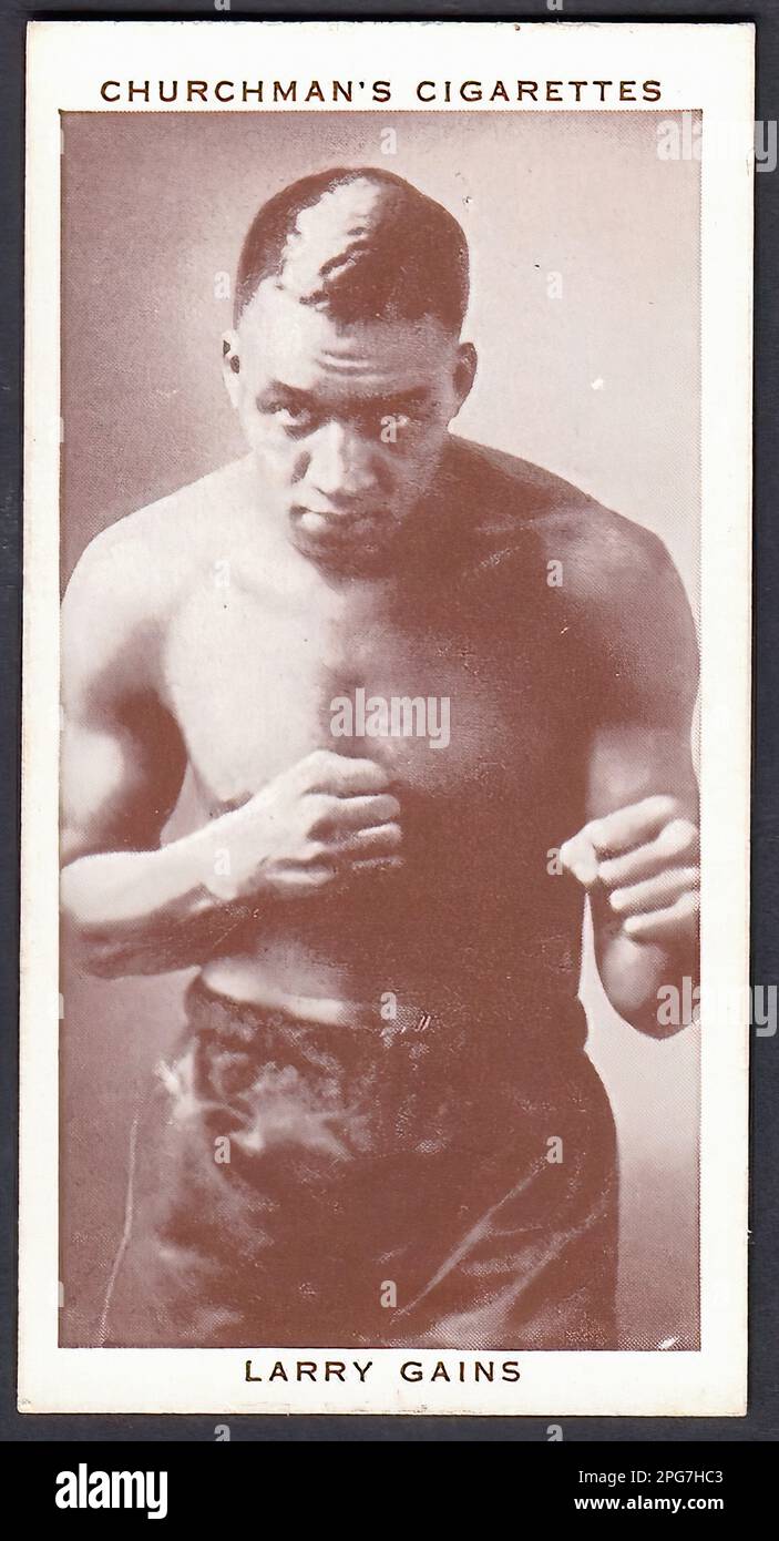 Portrait of Boxer Larry Gaines - Vintage Cigarette Card Stock Photo - Alamy