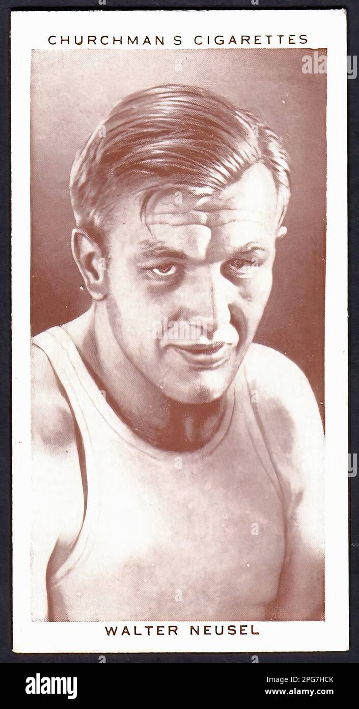 Portrait of Boxer Walter Neusel - Vintage Cigarette Card Stock Photo ...
