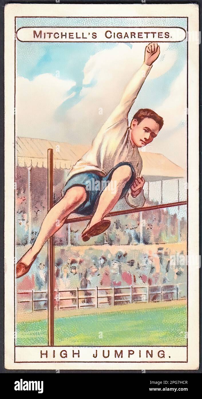 Portrait of High Jumping - Vintage Cigarette Card Stock Photo - Alamy