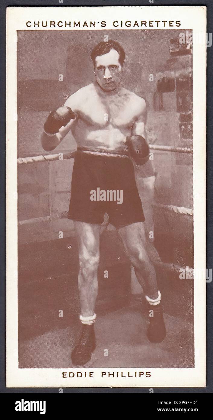 Portrait of Boxer Eddie Phillips - Vintage Cigarette Card Stock Photo ...