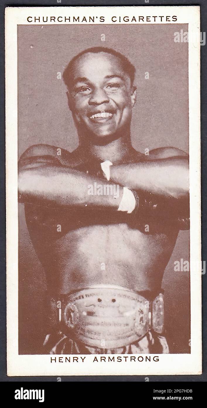 Portrait of Boxer Henry Armstrong - Vintage Cigarette Card Stock Photo ...