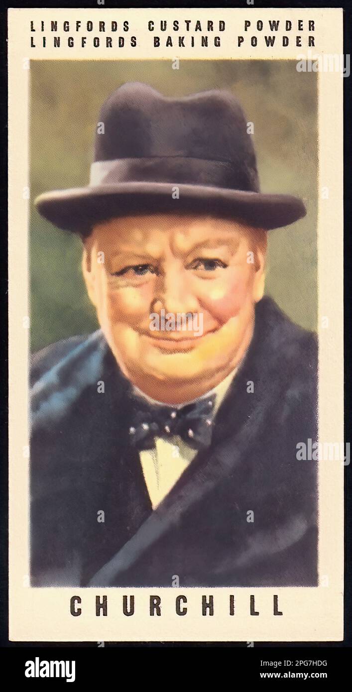 Portrait of Winston Churchill - Vintage British Trade Card Stock Photo ...