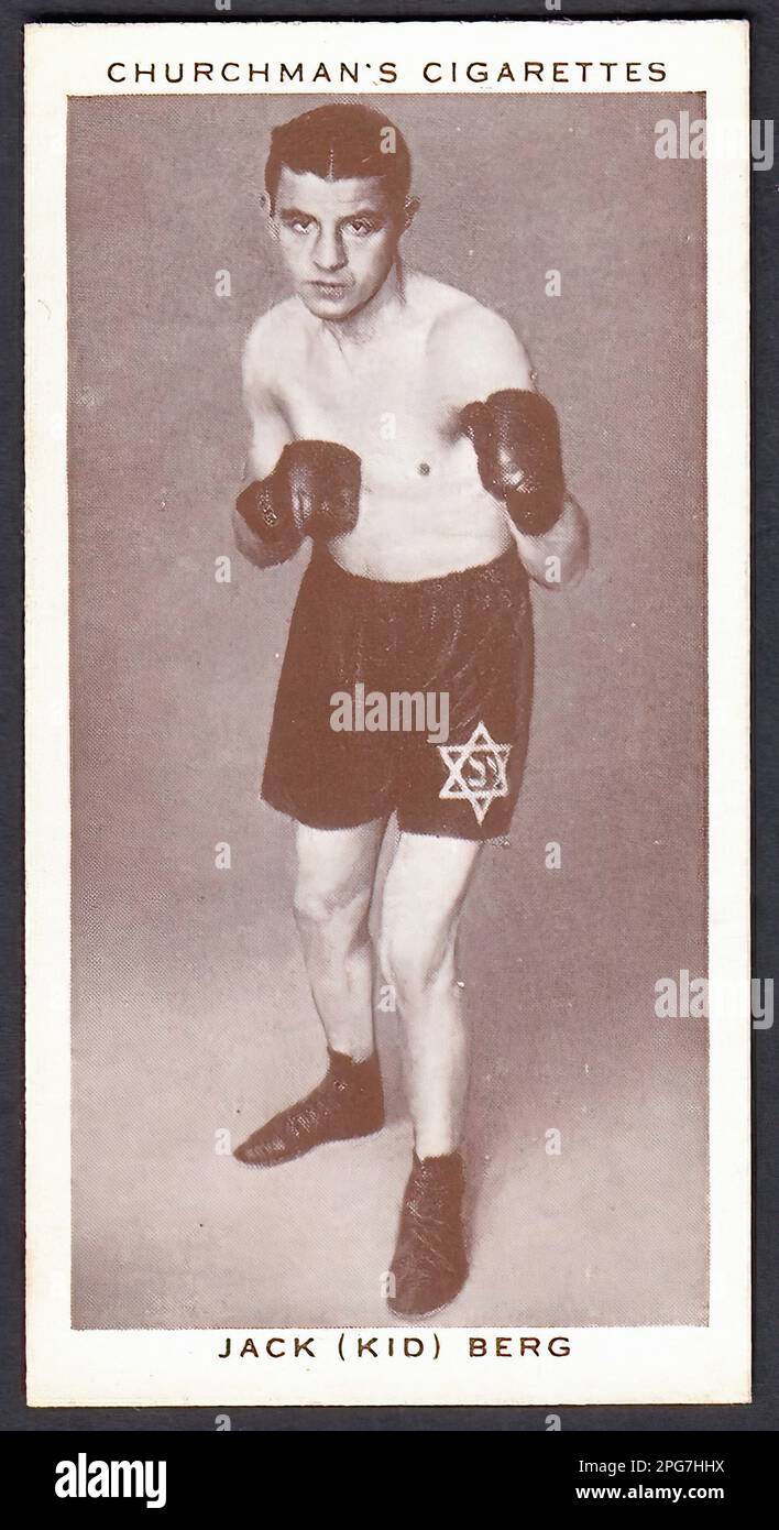 Portrait of Boxer Kid Berg - Vintage Cigarette Card Stock Photo - Alamy