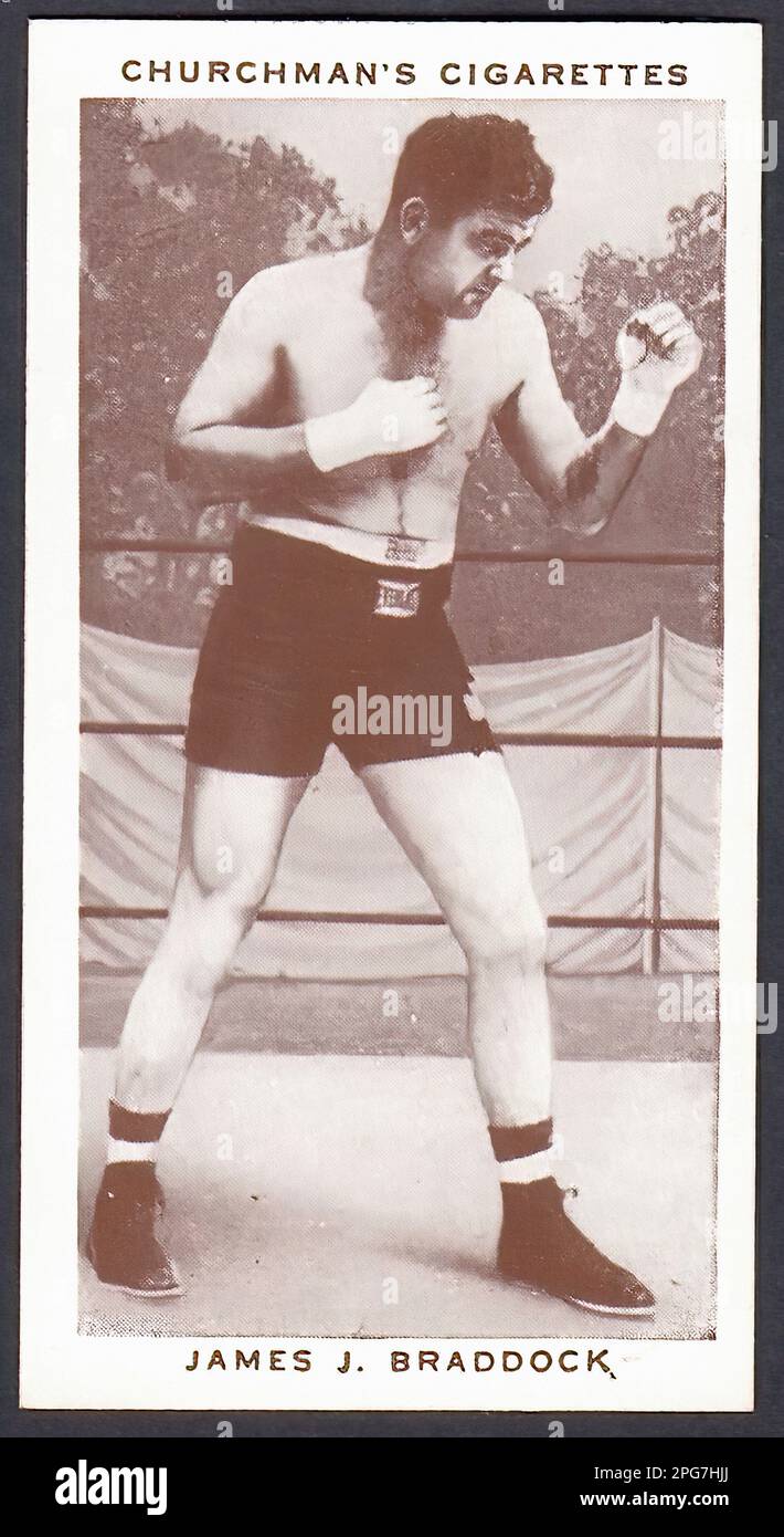 Portrait of Boxer Jimmy Braddock - Vintage Cigarette Card Stock Photo ...