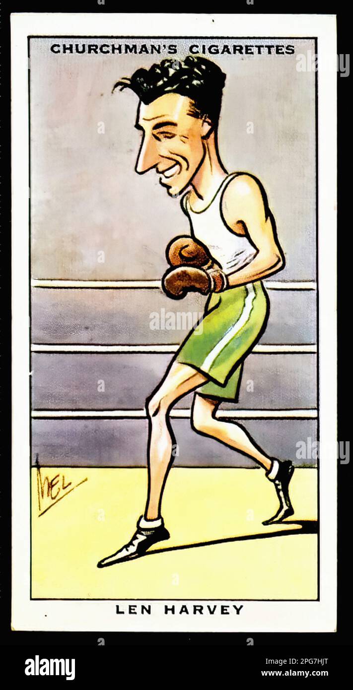 Portrait of Boxing Len Harvey - Vintage Cigarette Card Stock Photo - Alamy