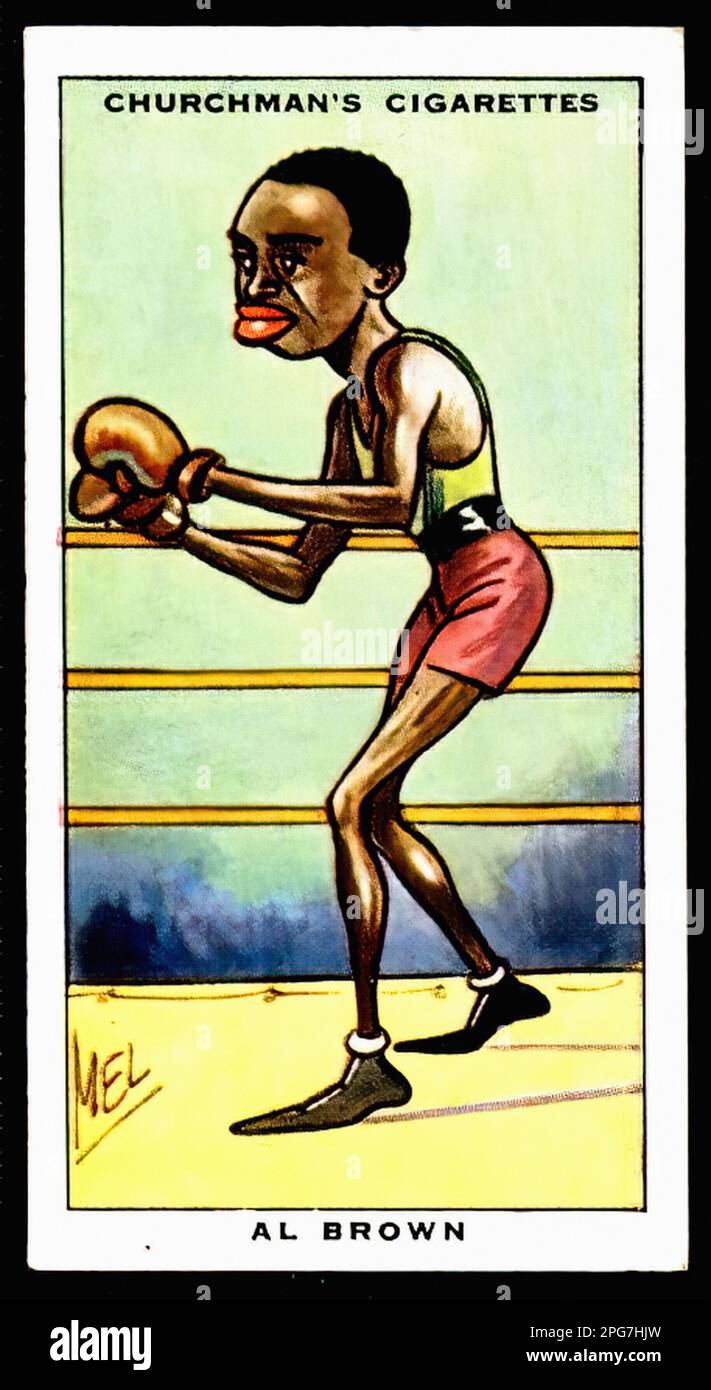 Portrait of Boxing Al Brown - Vintage Cigarette Card Stock Photo - Alamy