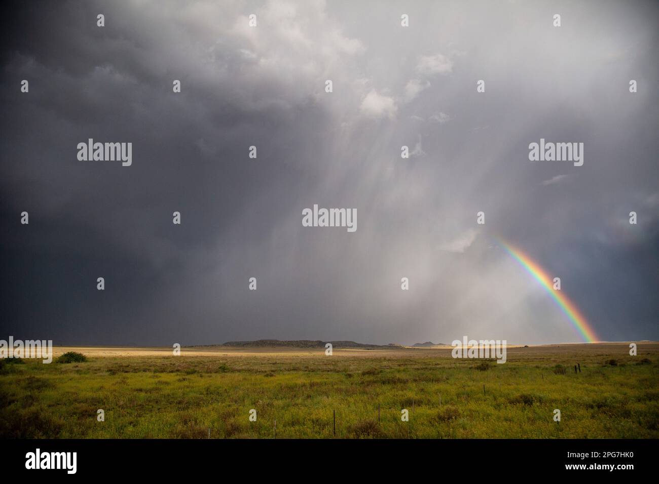 After the storm - Scenic Karoo landscape with distant hill vibrant ...