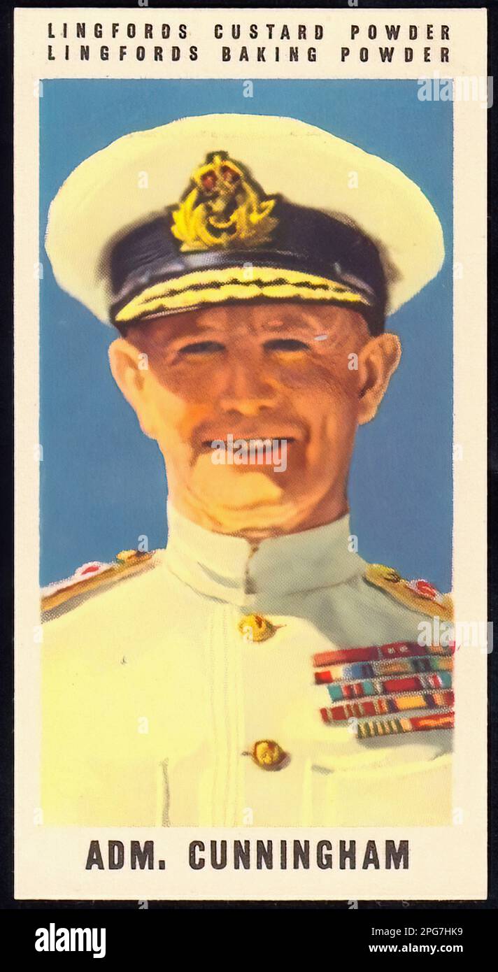 Portrait of Admiral Cunningham - Vintage British Trade Card Stock Photo ...