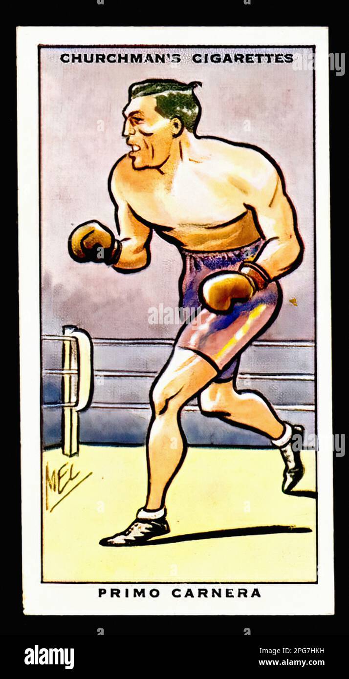 Portrait of Boxer Primo Carnera - Vintage Cigarette Card Stock Photo ...