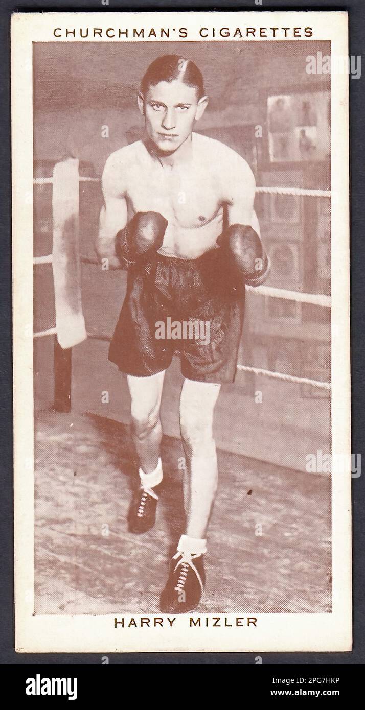 Portrait of Boxer Harry Mizler - Vintage Cigarette Card Stock Photo - Alamy