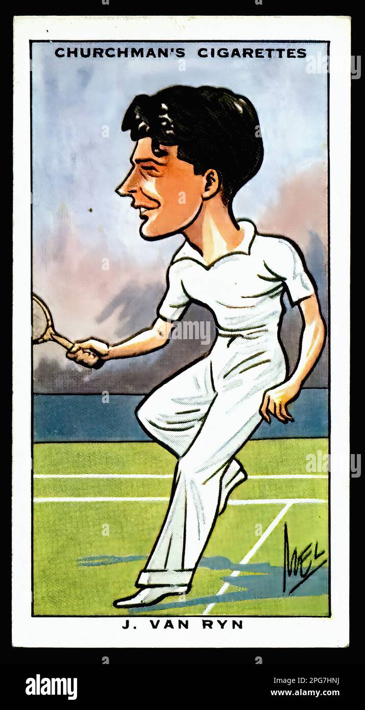 Portrait of Tennis Player John Van Ryn - Vintage Cigarette Card Stock ...