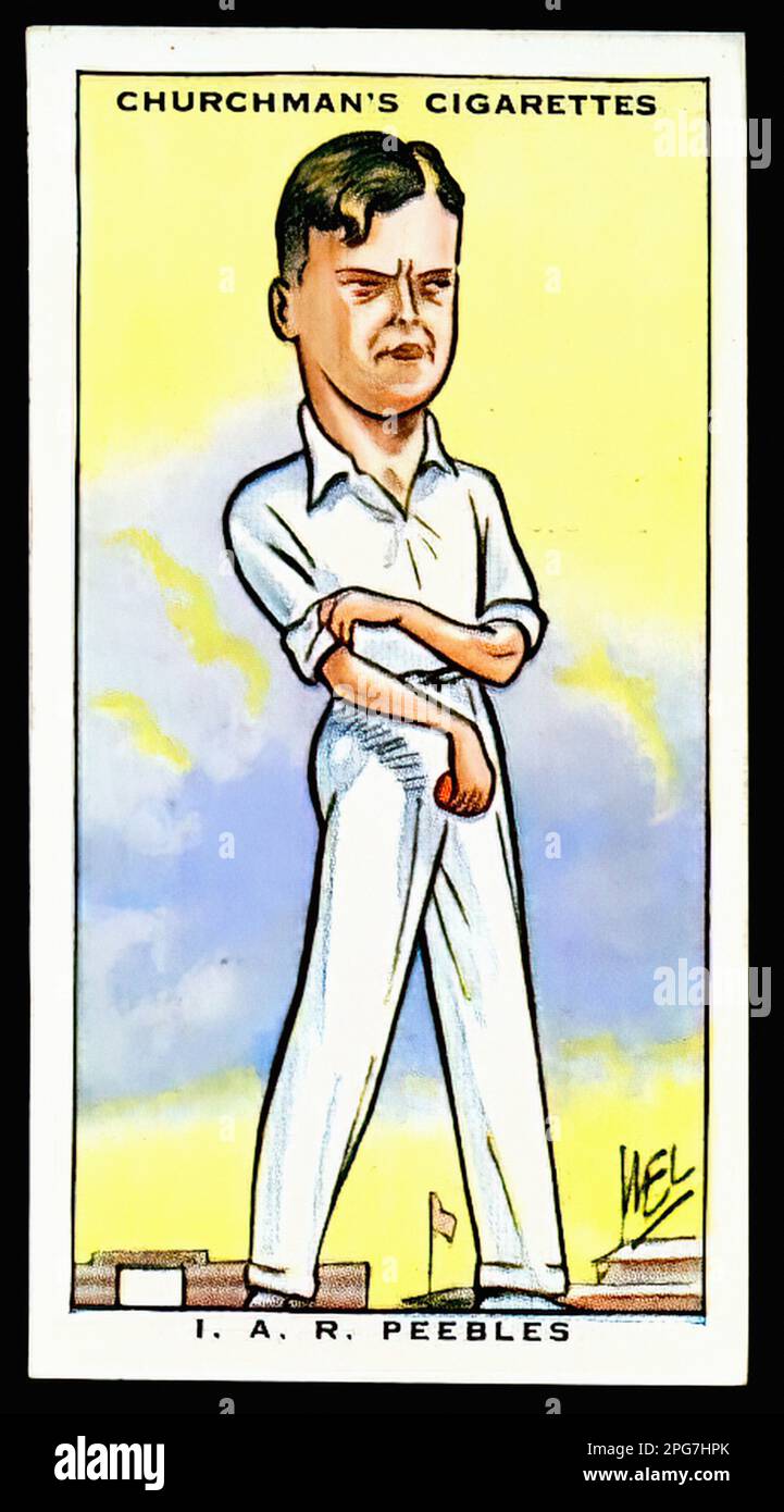 Portrait of I.Peebles Cricket - Vintage Cigarette Card Stock Photo - Alamy