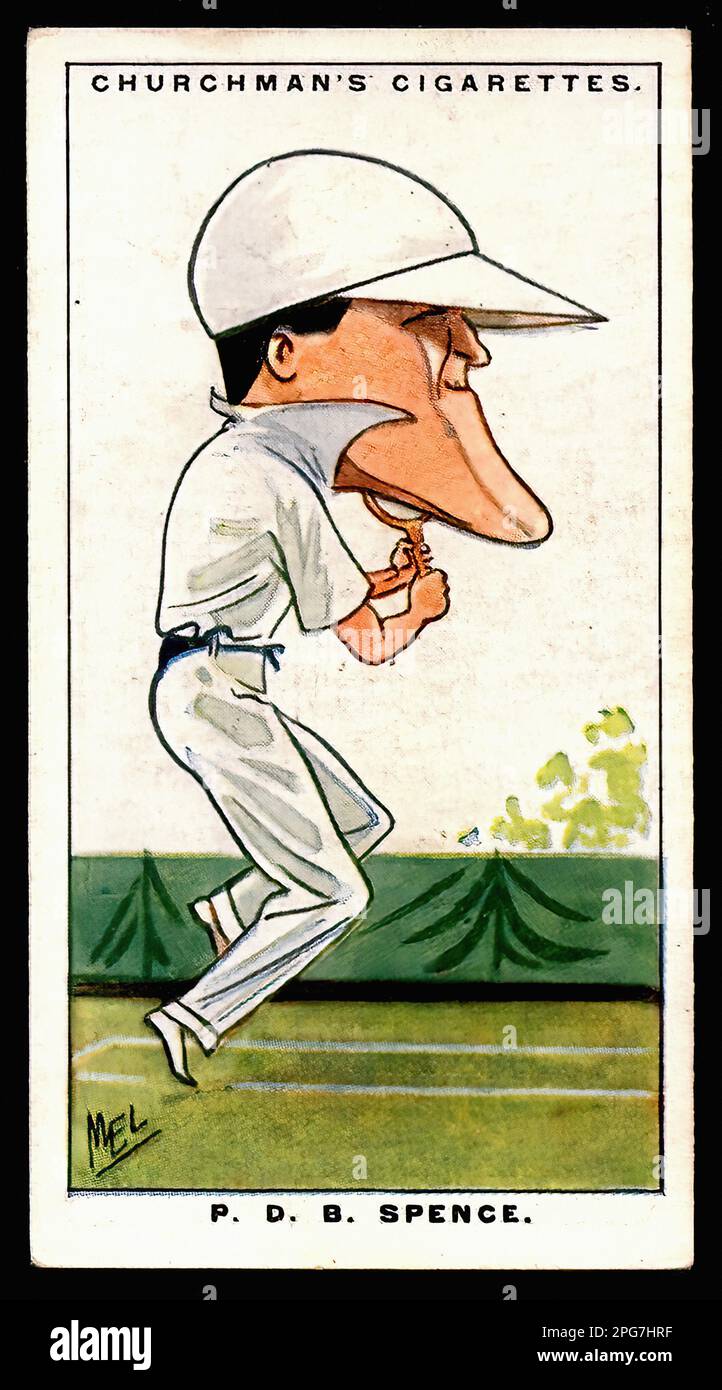 Portrait of Tennis P.D.B.Spence - Vintage Cigarette Card Stock Photo ...