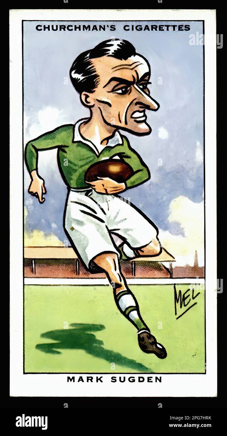 Portrait of Rugby Player Mark Sugden - Vintage Cigarette Card Stock ...