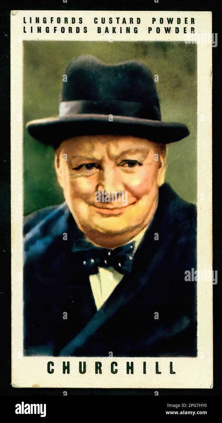 Portrait of Winston Churchill - Vintage Tradecard Stock Photo - Alamy