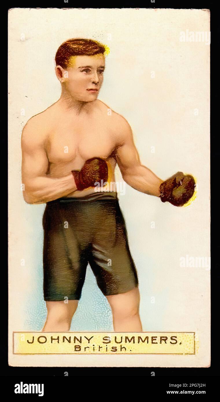 Portrait of Boxer Johnny Summers - Vintage Cigarette Card Stock Photo ...