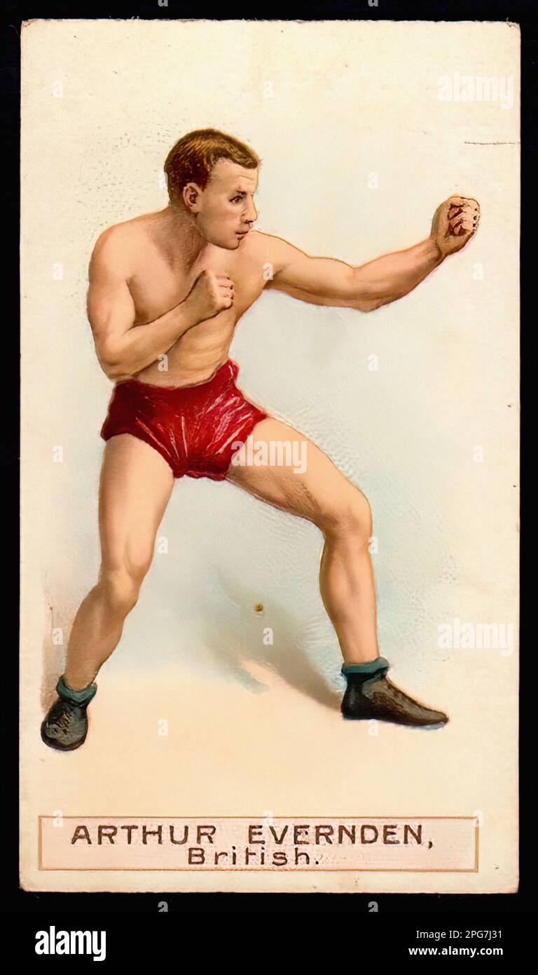Portrait of Boxer Arthur Evernden - Vintage Cigarette Card Stock Photo ...