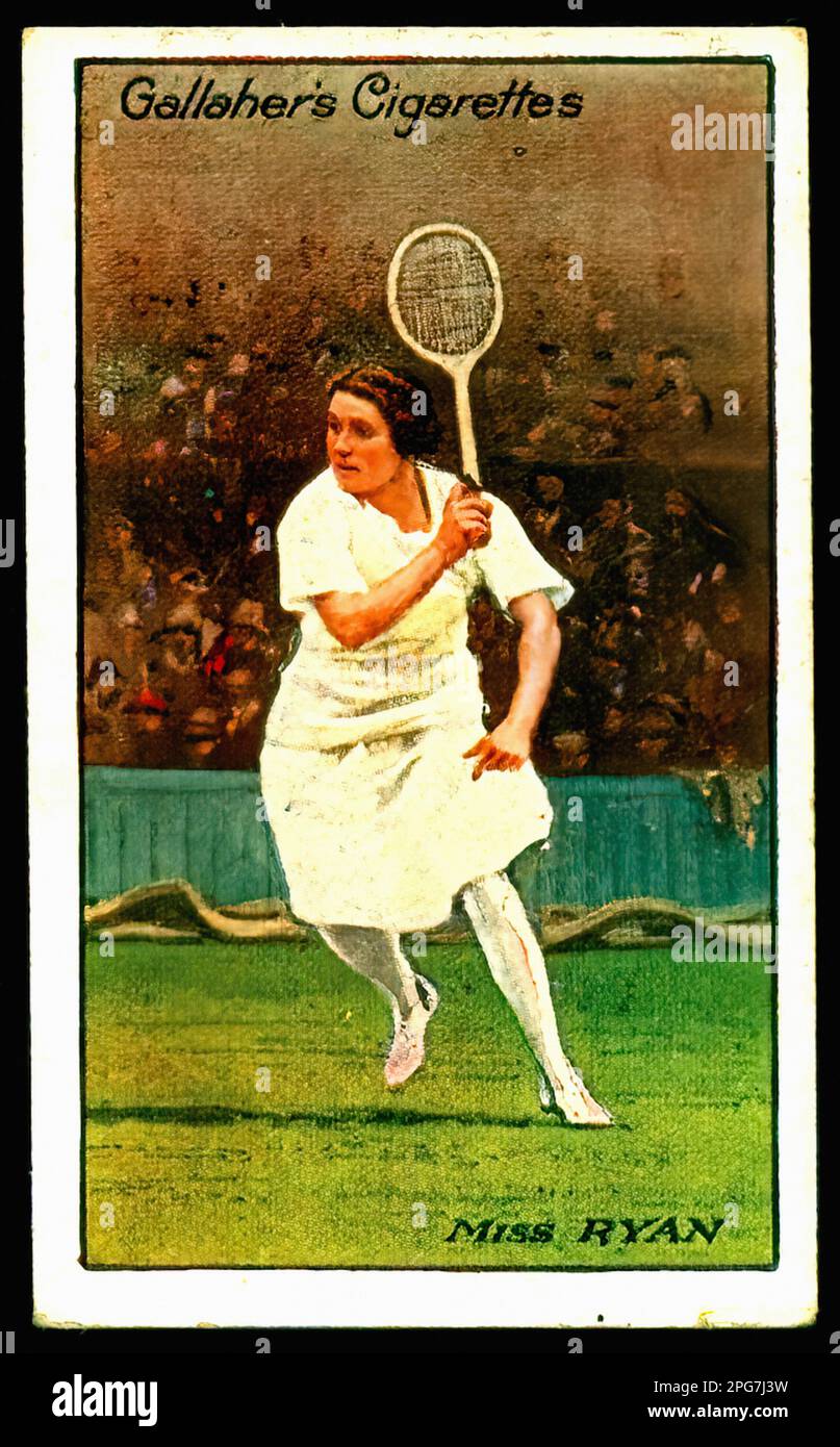 Portrait of Miss Elizabeth Ryan - Vintage Cigarette Card Stock Photo ...