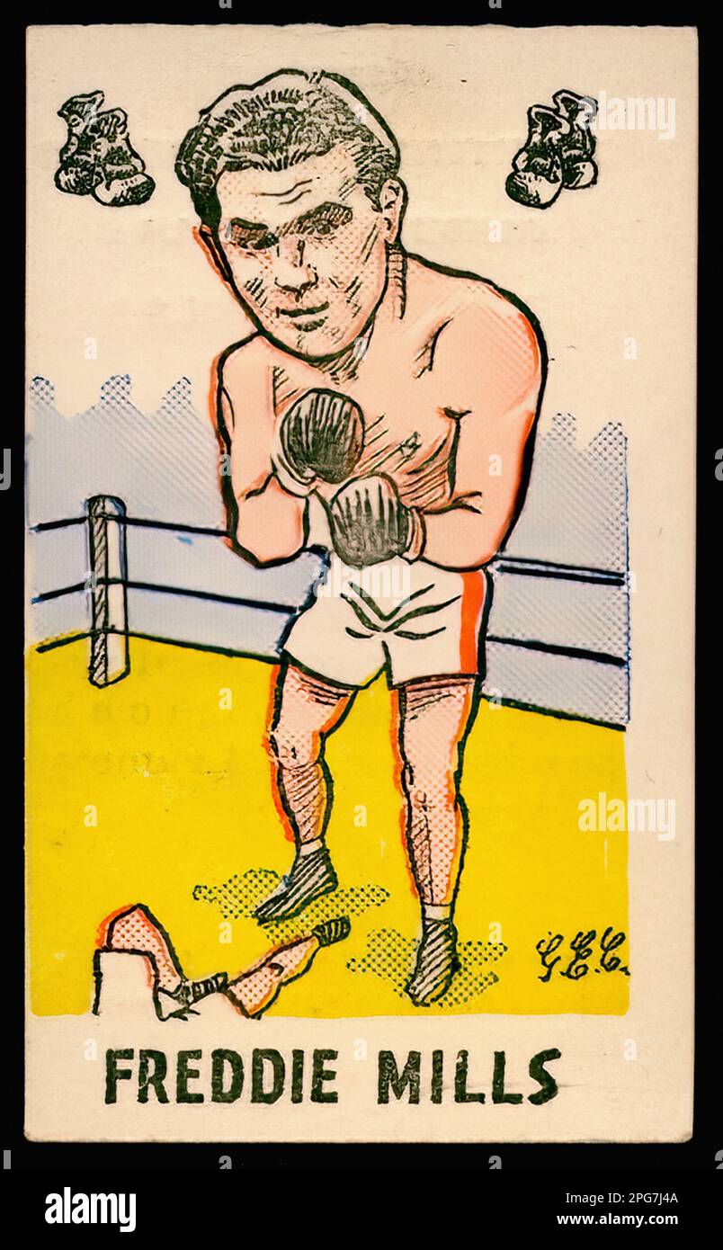 Portrait of Boxer Freddie Mills - Vintage British Tradecard Stock Photo ...