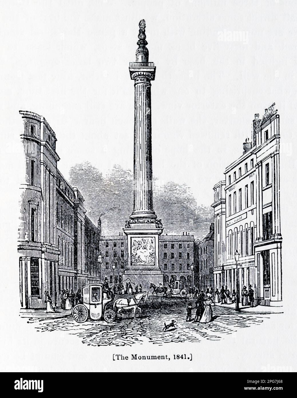 19th century engraving of The Monument, 1841 Stock Photo - Alamy