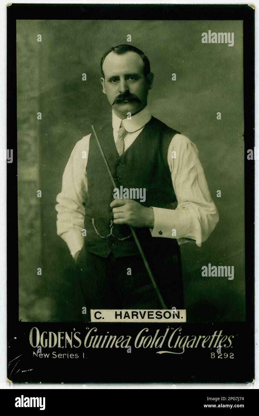 Portrait of Billiards Player C.Harveson - Vintage Cigarette Card Stock ...
