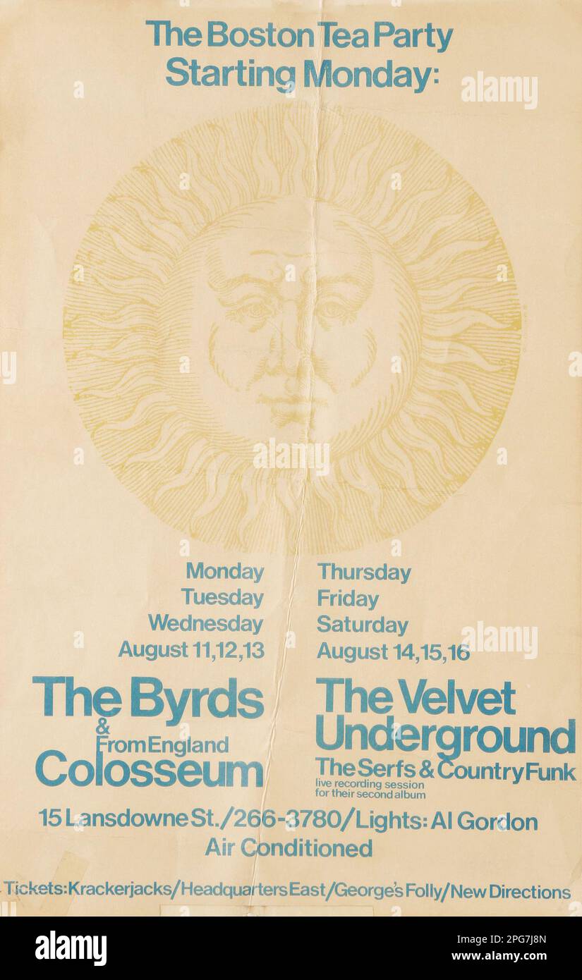 The Byrds - Velvet Underground Boston Tea Party Concert Poster (1969 ...