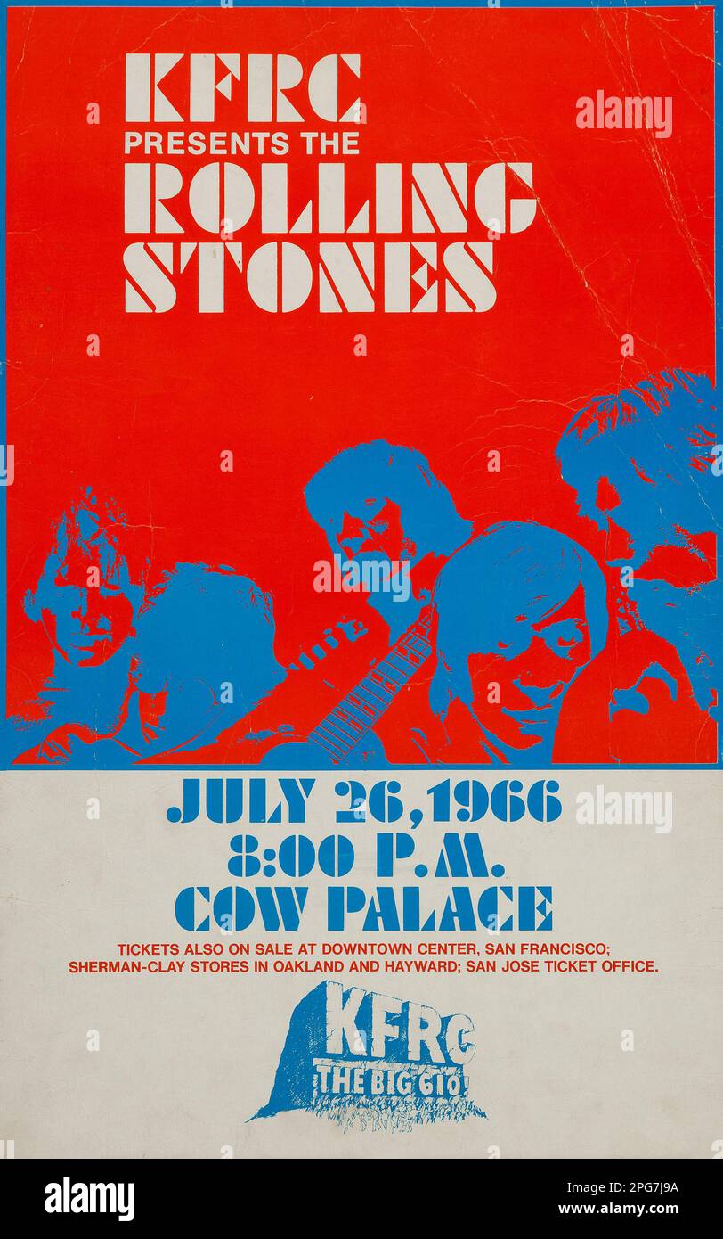 The Rolling Stones Cow Palace Concert Poster (KFRC, July 26 1966 Stock ...