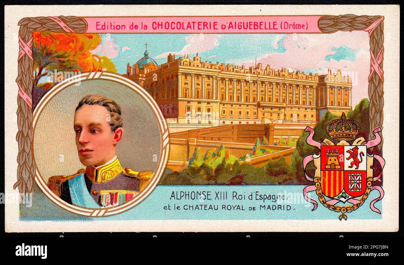 Portrait of King Alfonso XIII of Spain - Vintage French Tradecard Stock ...
