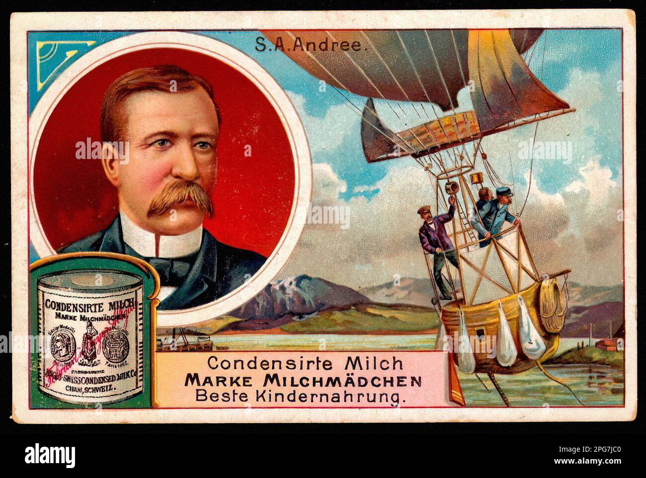 Portrait of S. A. Andrée - Vintage German Tradecard Stock Photo - Alamy