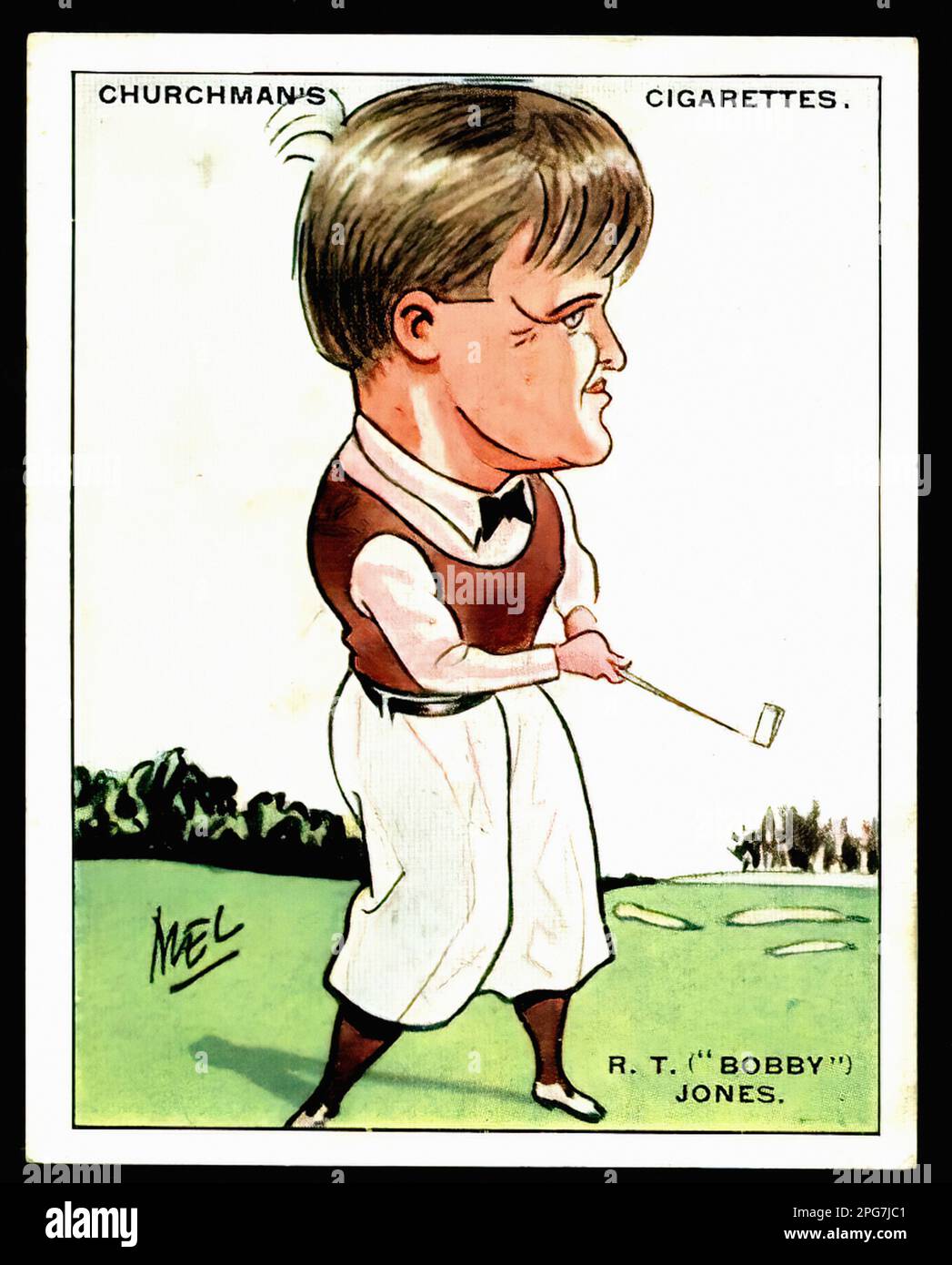 Portrait of Golfer Bobby Jones - Vintage Cigarette Card Stock Photo - Alamy
