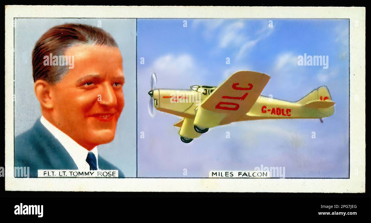 Portrait of Flight Lieutenant Tommy Rose - Vintage Cigarette Card Stock ...