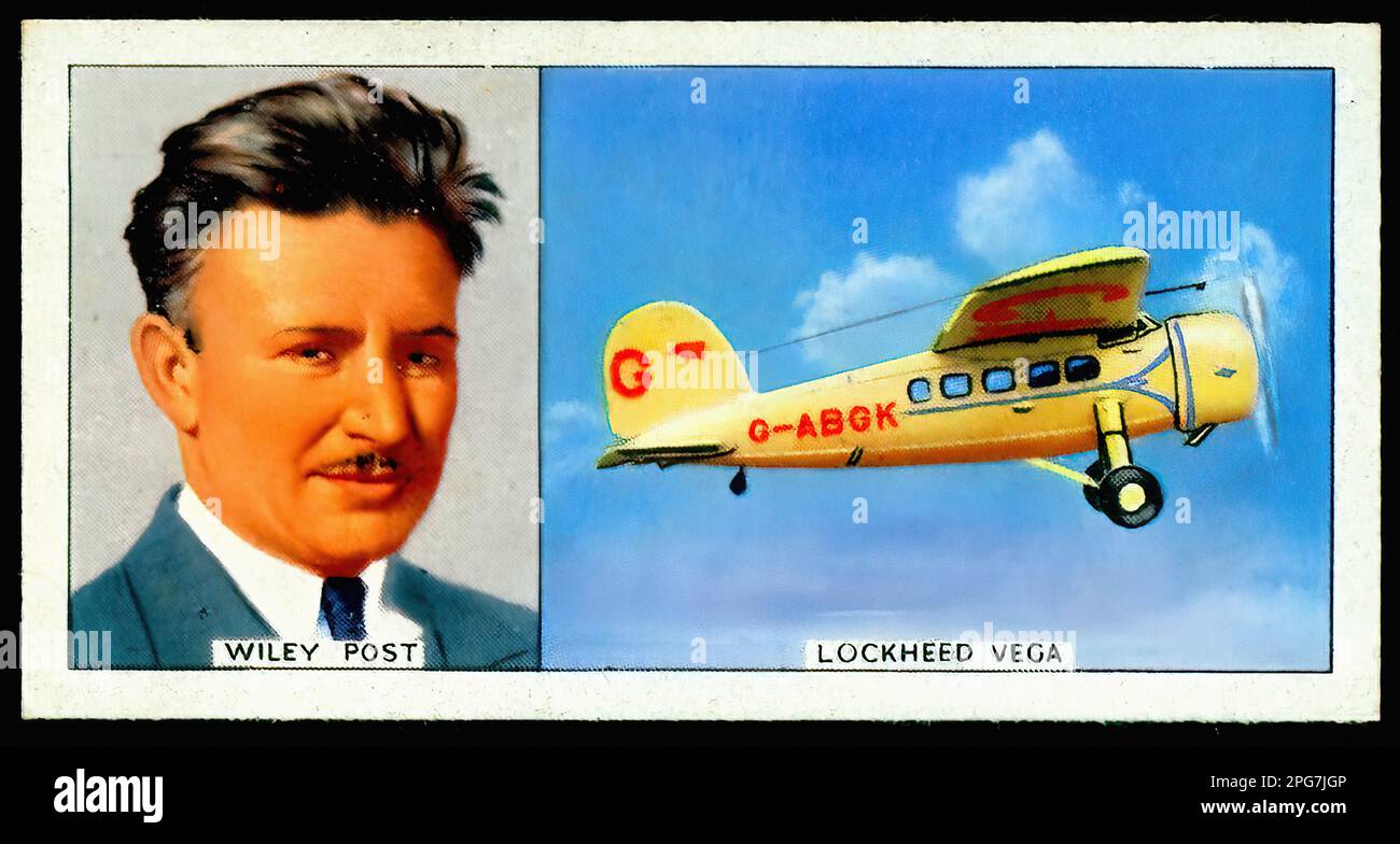 Portrait of Wiley Post - Vintage Cigarette Card Stock Photo - Alamy
