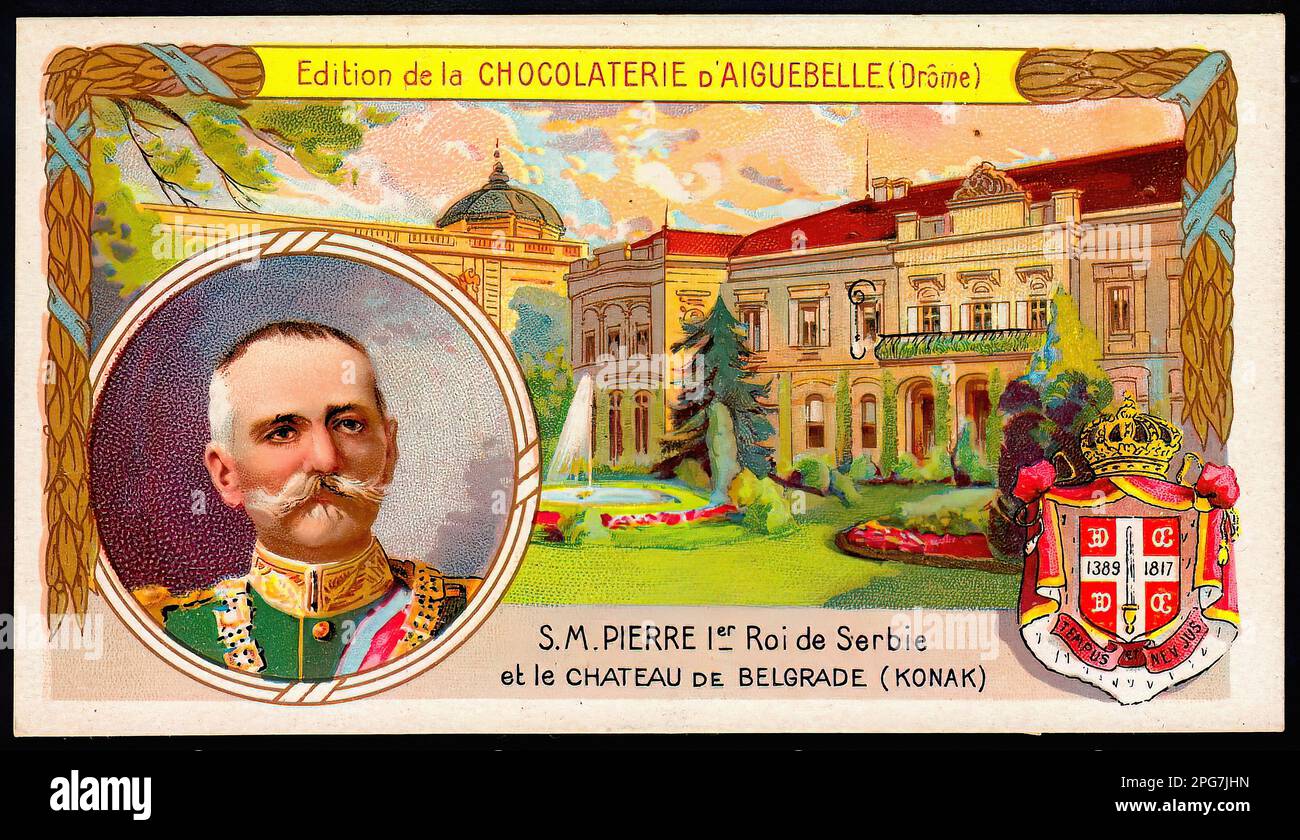 Portrait of King Peter I of Serbia - Vintage French Tradecard Stock ...