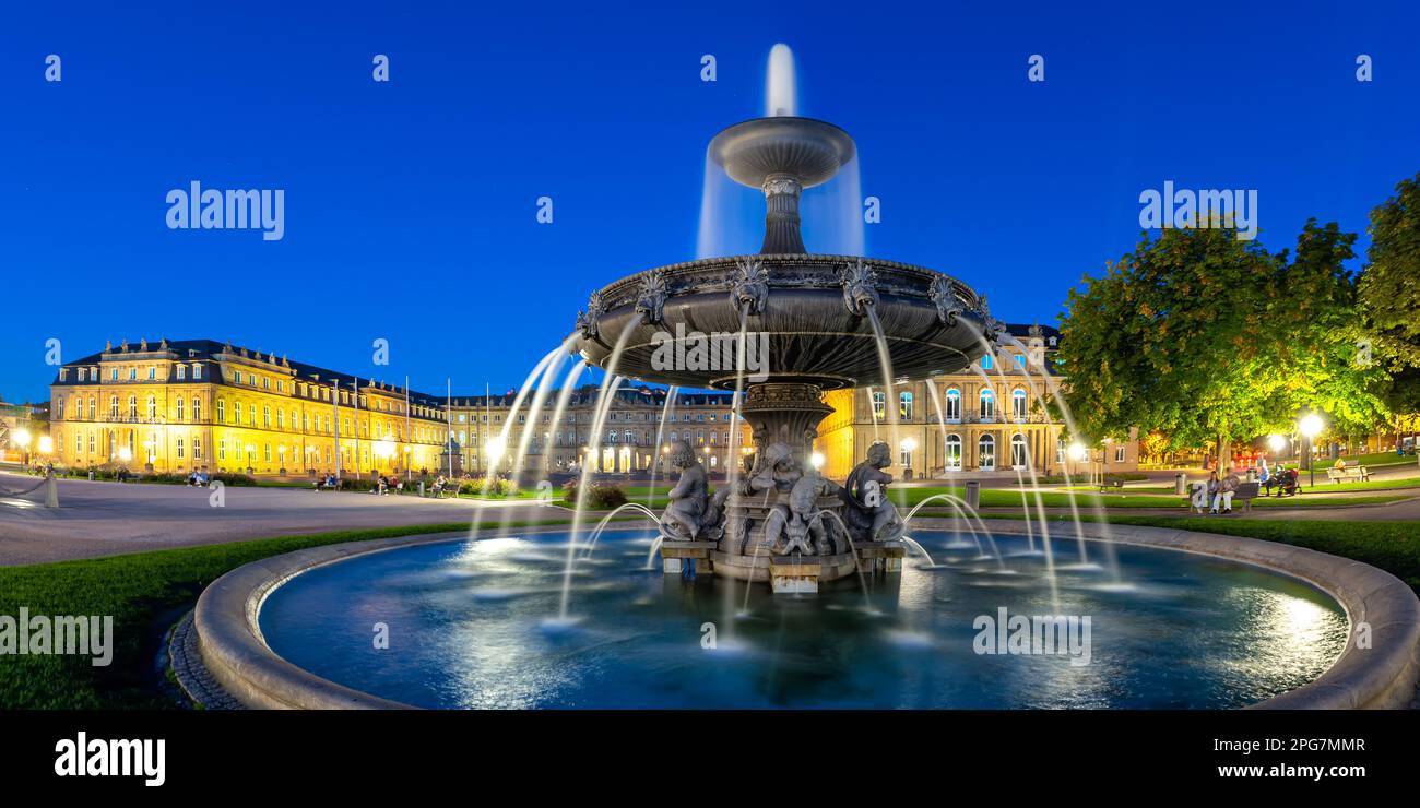 Stuttgart, Germany - September 8, 2022: Palace Square With Fountain And ...