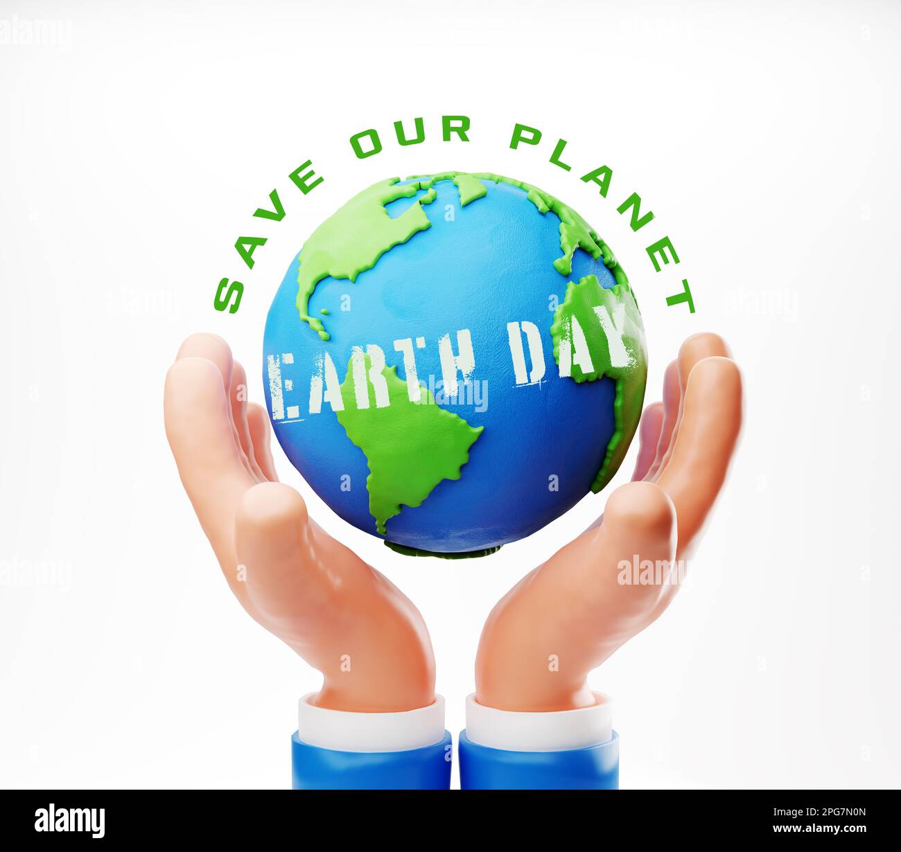 Sustain earth concept: Human plasticine stylised hands holding Earth ... Sustain earth concept: Human plasticine stylised hands holding Earth ...