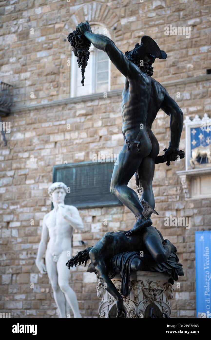 Benvenuto Cellini's bronze sculpture Perseus with the Head of Medusa in ...