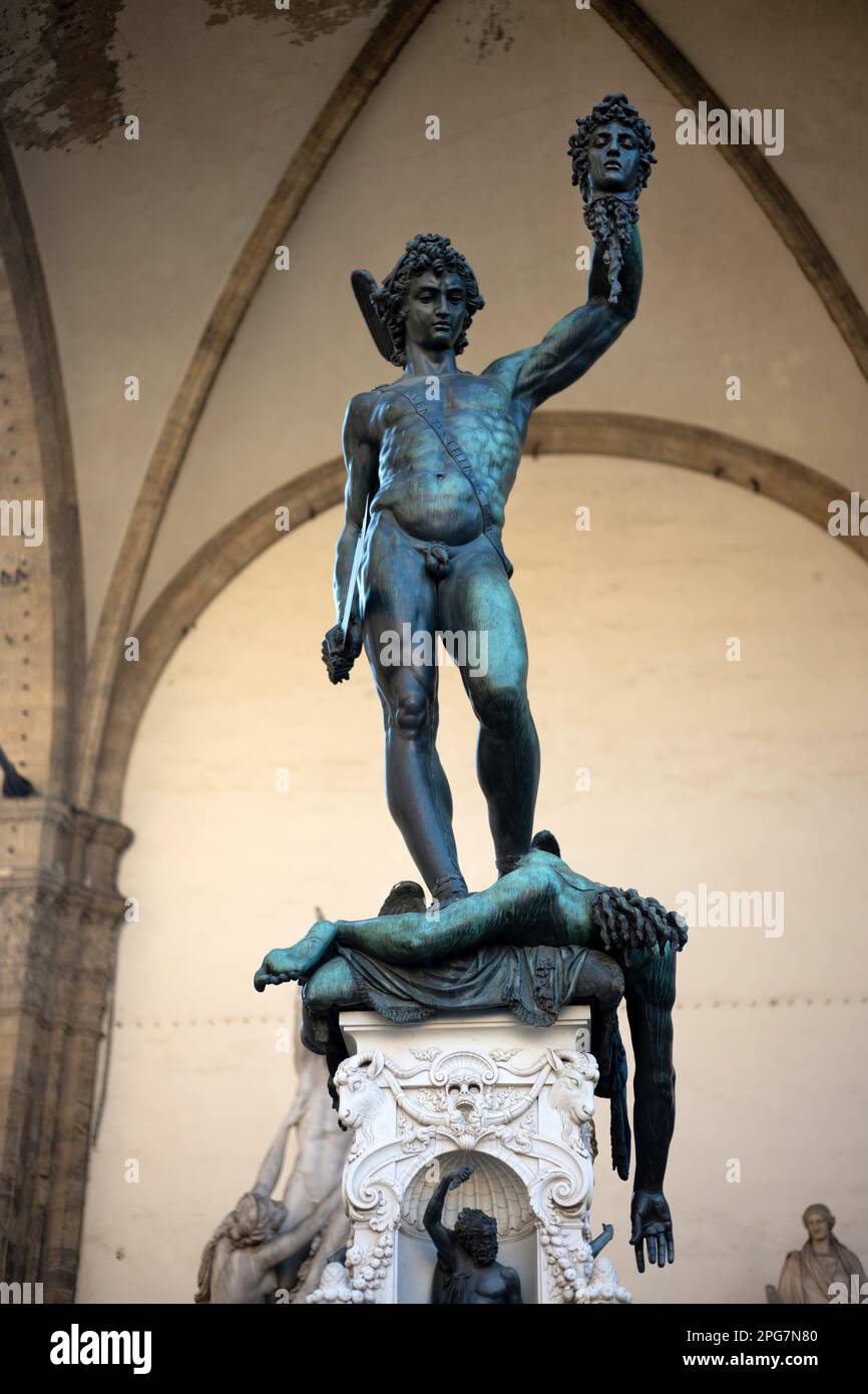 Benvenuto Cellini's bronze sculpture Perseus with the Head of Medusa in ...