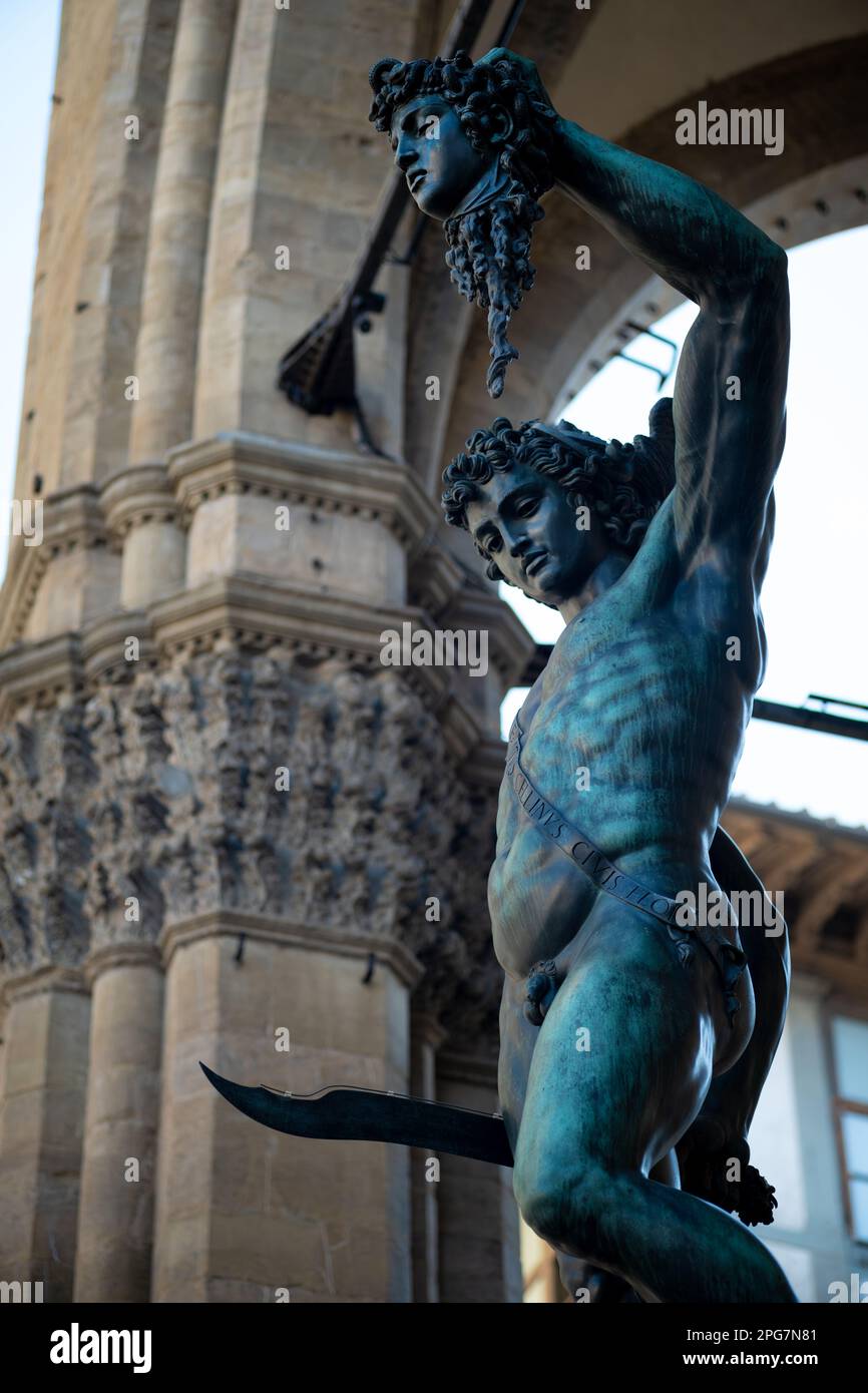 Benvenuto Cellini's bronze sculpture Perseus with the Head of Medusa in ...