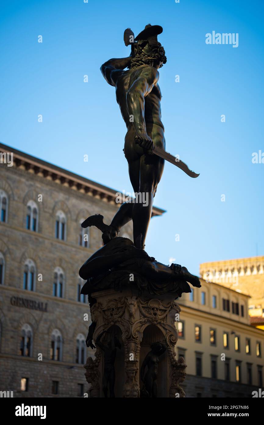 Benvenuto Cellini's bronze sculpture Perseus with the Head of Medusa in ...