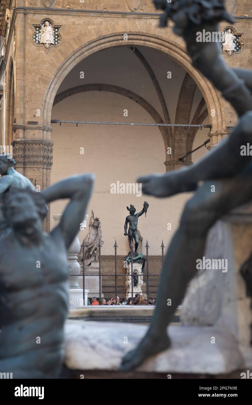 Benvenuto Cellini's bronze sculpture Perseus with the Head of Medusa in ...