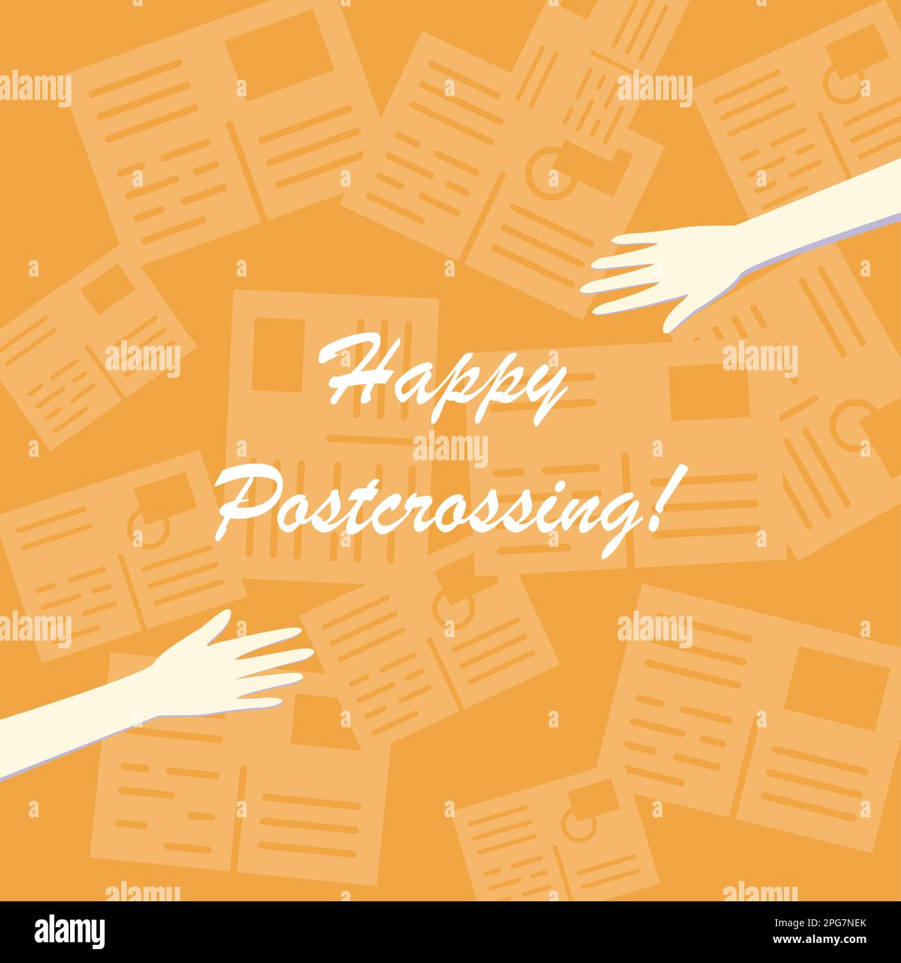 Happy postcrossing poster in flat style. Post cards sending hobby ...