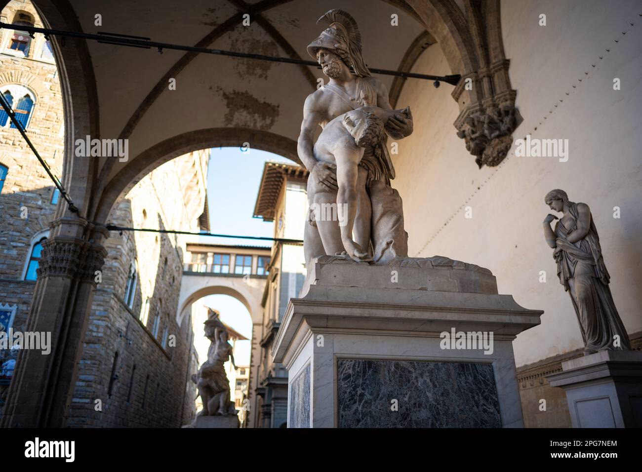 A Roman but much clumsily restored sculpture, Menelaus Carrying the ...