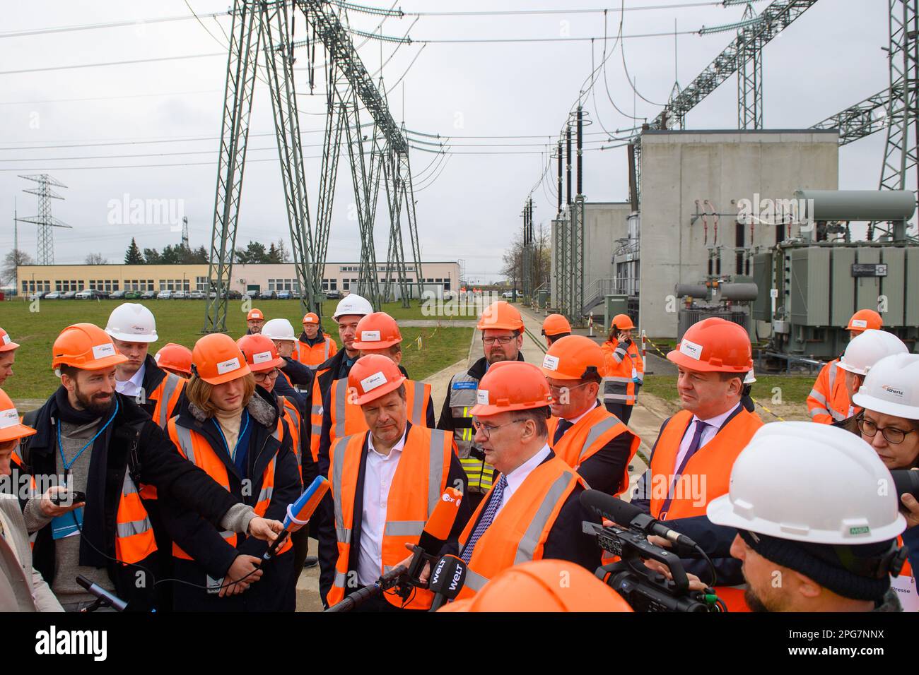 Saxony-Anhalt, Wolmirstedt. 21 March 2023. Robert Habeck, (M, Bündnis 90/Die Grünen), Federal ...
