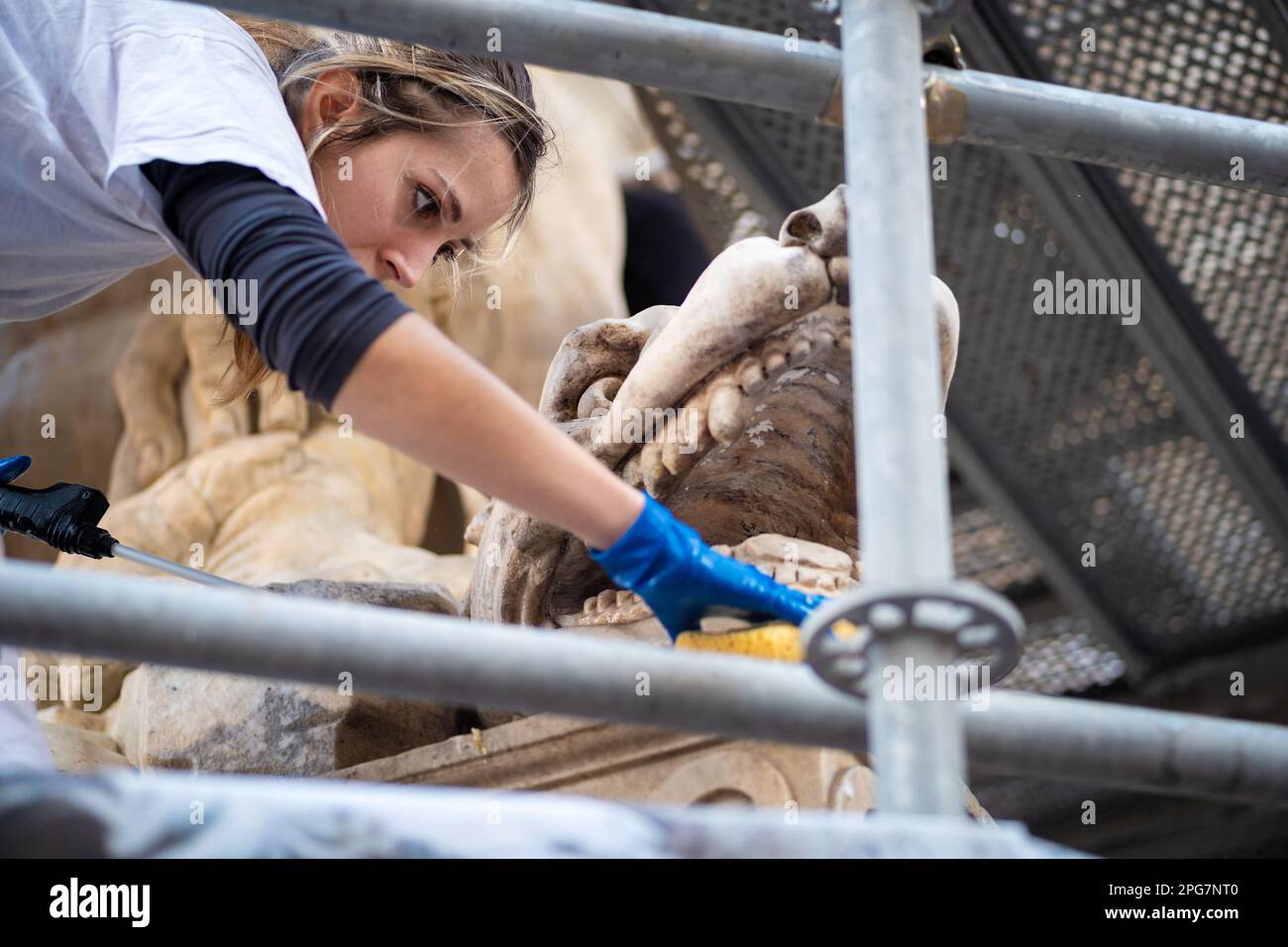 Hercules and Caccus by Florentine sculptor Baccio Bandinelli covered in ...