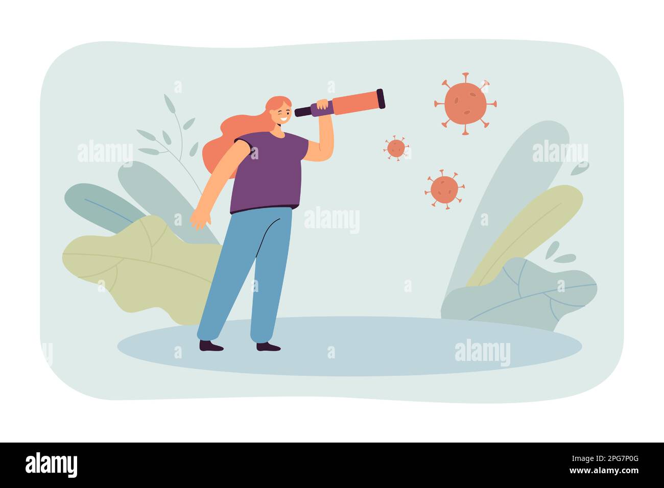 Girl watching spyglass Cut Out Stock Images & Pictures - Alamy