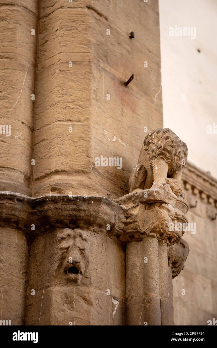 Headless lion carving on the Loggia della Signoria in Florence Stock ...