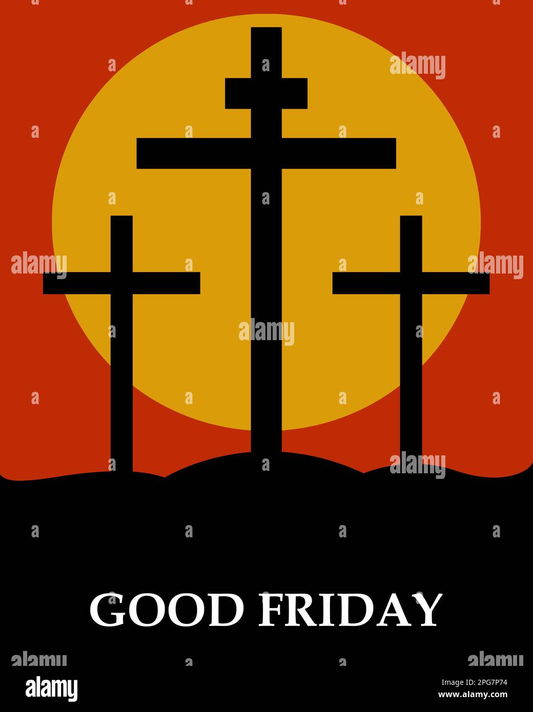 Illustration of crucifixion of Jesus Christ on the cross at Calvary ...