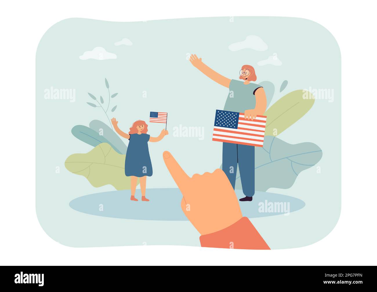Woman and girl and american flag Cut Out Stock Images & Pictures - Alamy