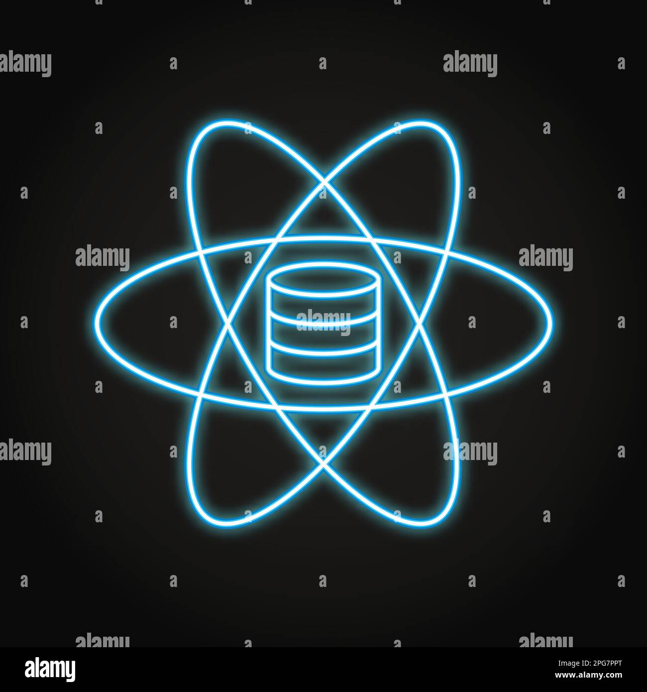 Data science neon icon in line style. Big data research and processing ...