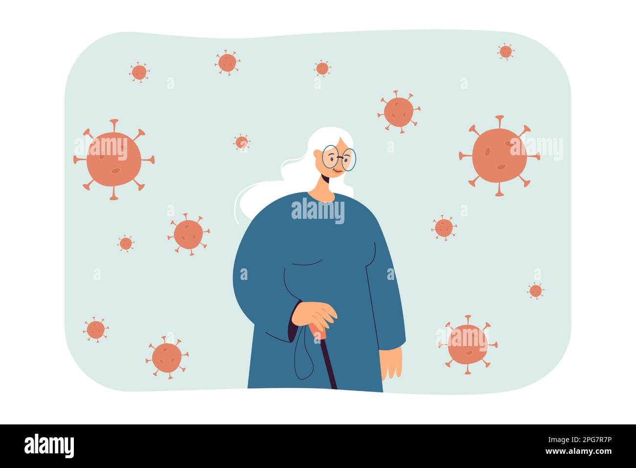 Old woman surrounded by germs flat vector illustration Stock Vector ...